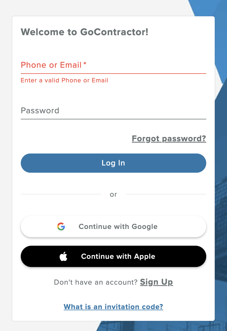 How do I log in to GoContractor?