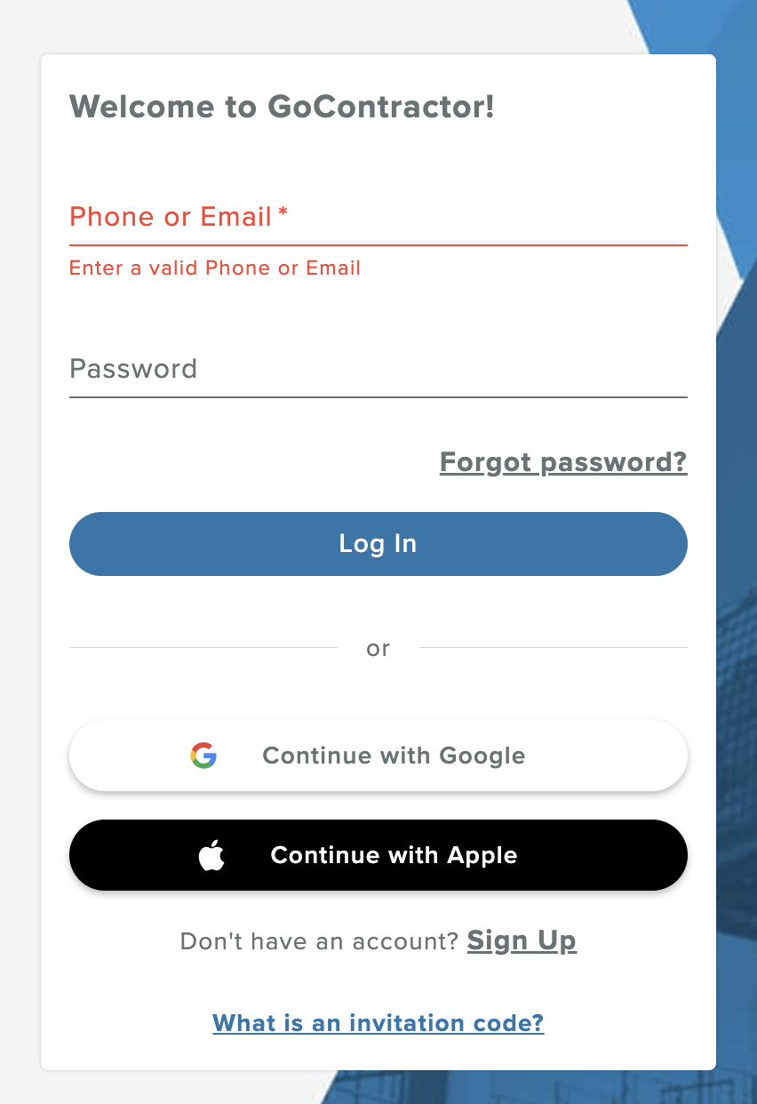 How do I log in to GoContractor?